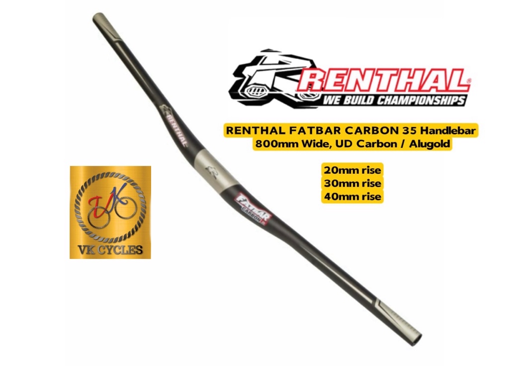 [Genuine] RENTHAL FATBAR CARBON 35 Handlebar – 800mm Wide 20mm 30mm ...