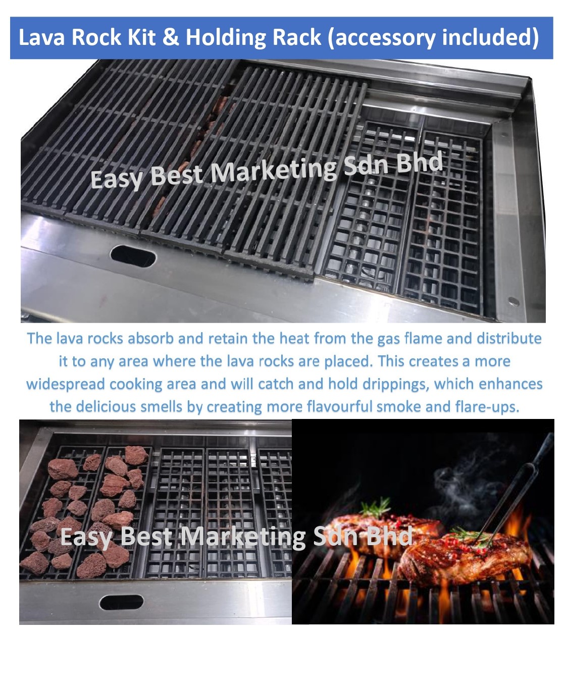 EasyBest Heavy Duty Stainless Steel Gas Lava Rock Charboiler Tabletop ...