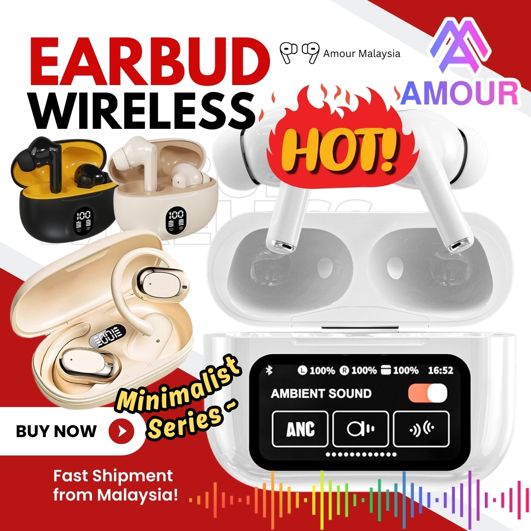 Fon Telinga Tanpa Wayar LED Touch Screen Wireless Earbud Open Ear ...