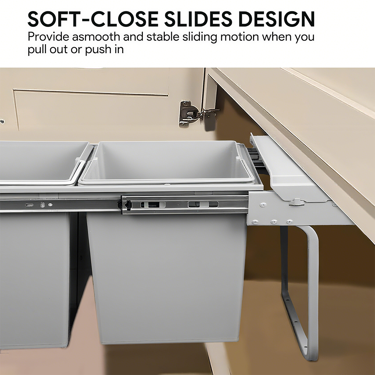 Bottom Mounted Bin With Soft Closing Slide (40Liter) Insert Kitchen ...