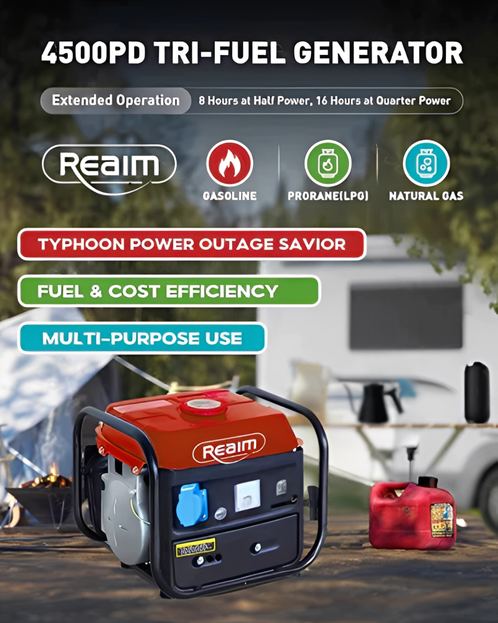 REAIM Gasoline Generator Penjana Bahan Api Petrol 950W Household High ...