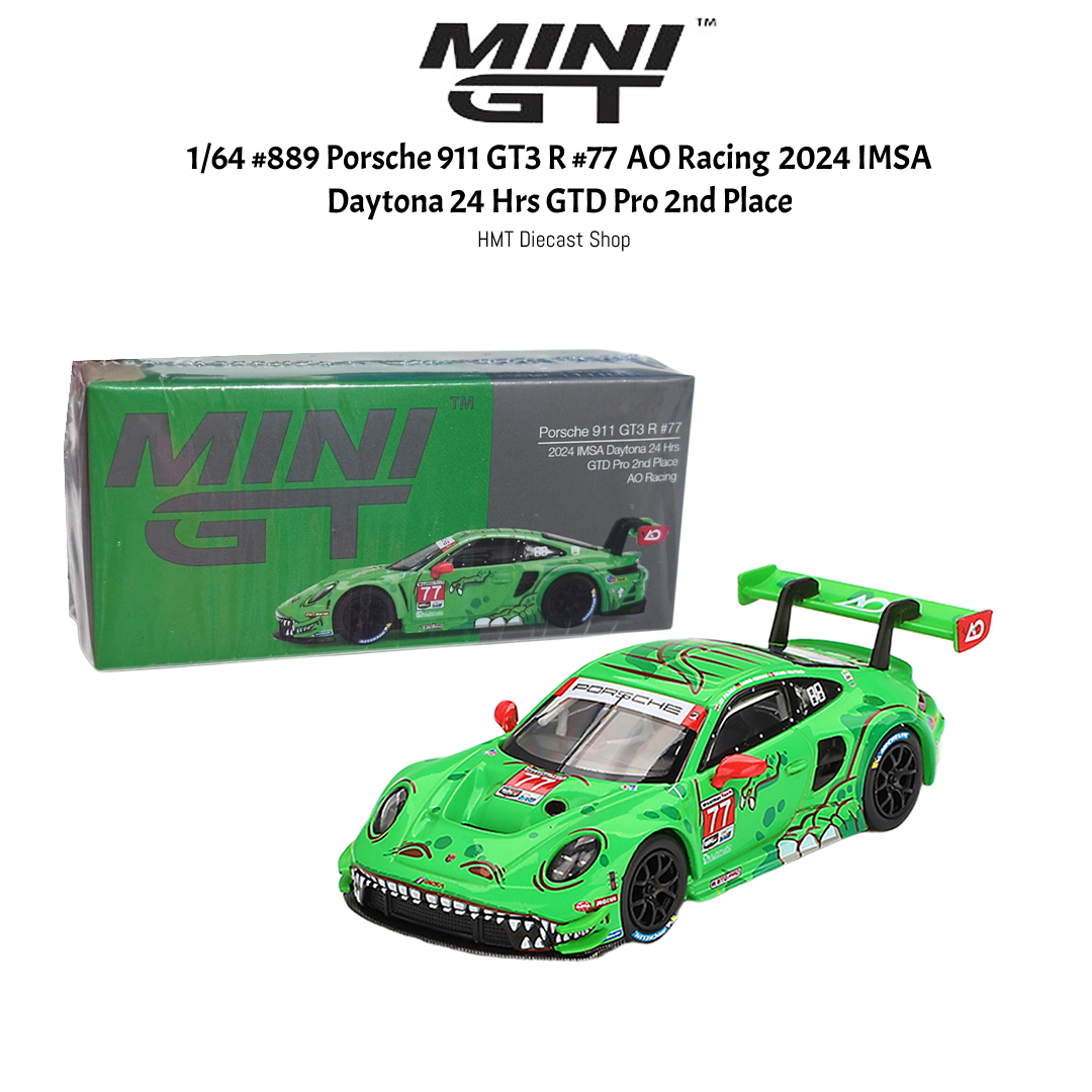 MINI GT 1/64 #889 Porsche 911 GT3 R #77 AO Racing 2024 IMSA Daytona 24 ...