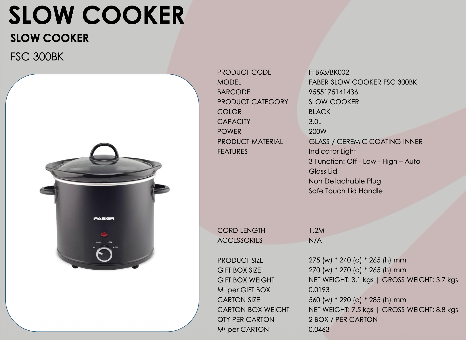 Panasonic/Faber Slow Cooker Ceramic Pot ( 3.0L ) NF-N30ASSL / FSC-300BK ...