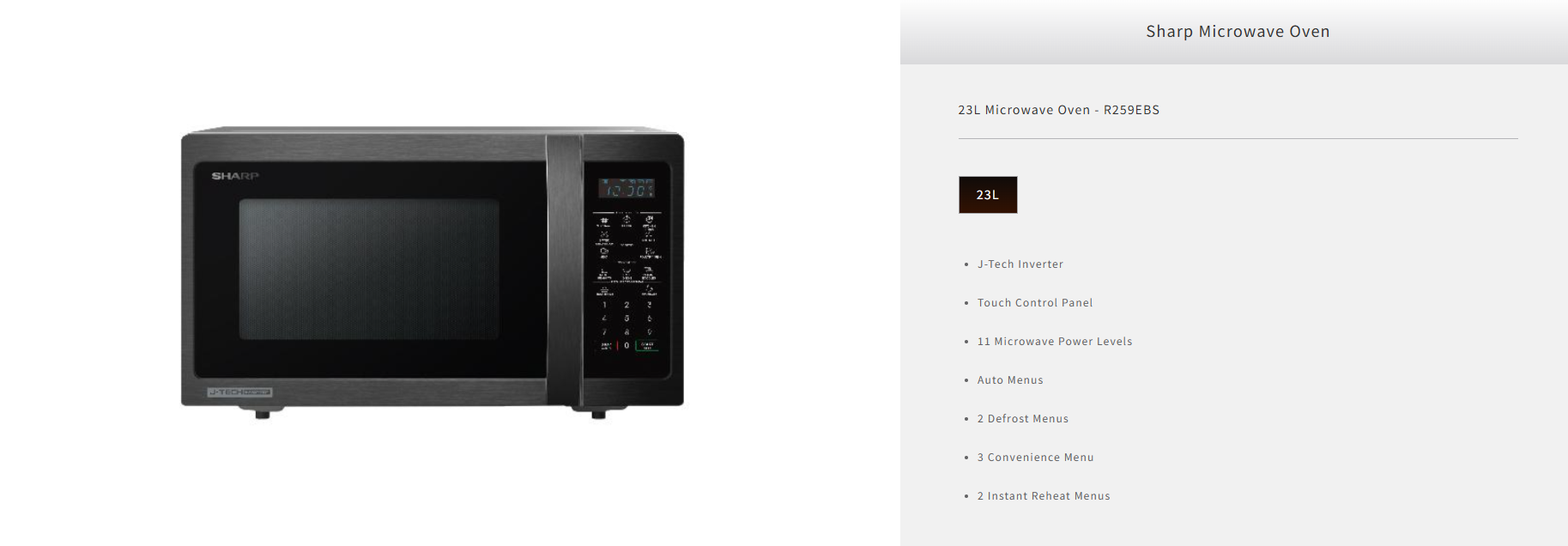 Sharp J-Tech Inverter Microwave Oven 23L 900W With Quick Defrost Easy ...