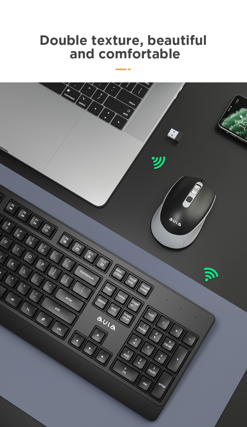 AULA AC101 Wired Keyboard Mouse Combo for PC Desktop Laptop Work Office ...