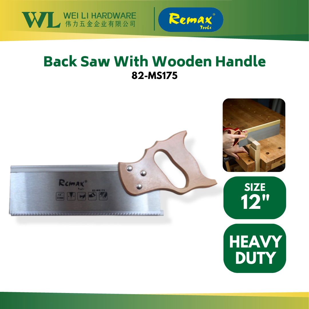 REMAX 12" Back Saw With Wooden Handle 82-MS175/ Gergaji Tangan / Gergaji Potong Kayu / Hand Saw ...