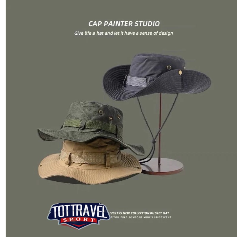 Camping Hat outdoor Cap Topi Cowboy Hat Hiking Bucket Hat Jungle Cap ...