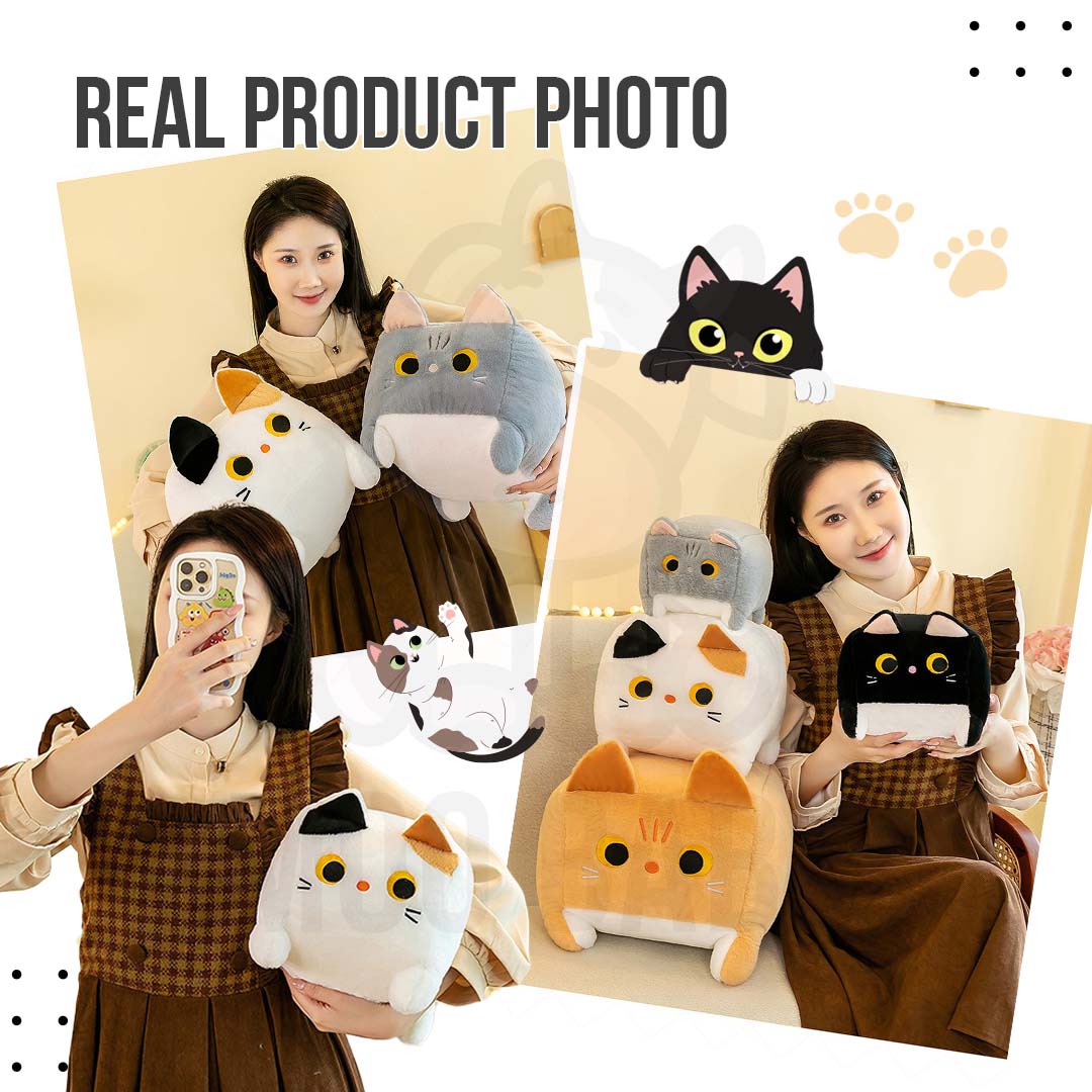 ⭐Moo Baby Cube Cat Plush Toy Cat Bantal Kucing Comel Cat Plushie Pillow ...