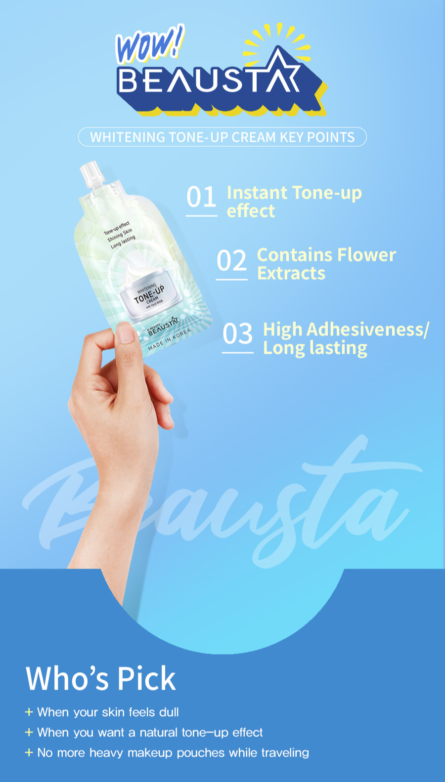 BEAUSTA Spout Pouch: Whitening Tone-up Cream 15ml (Natural & Instant ...