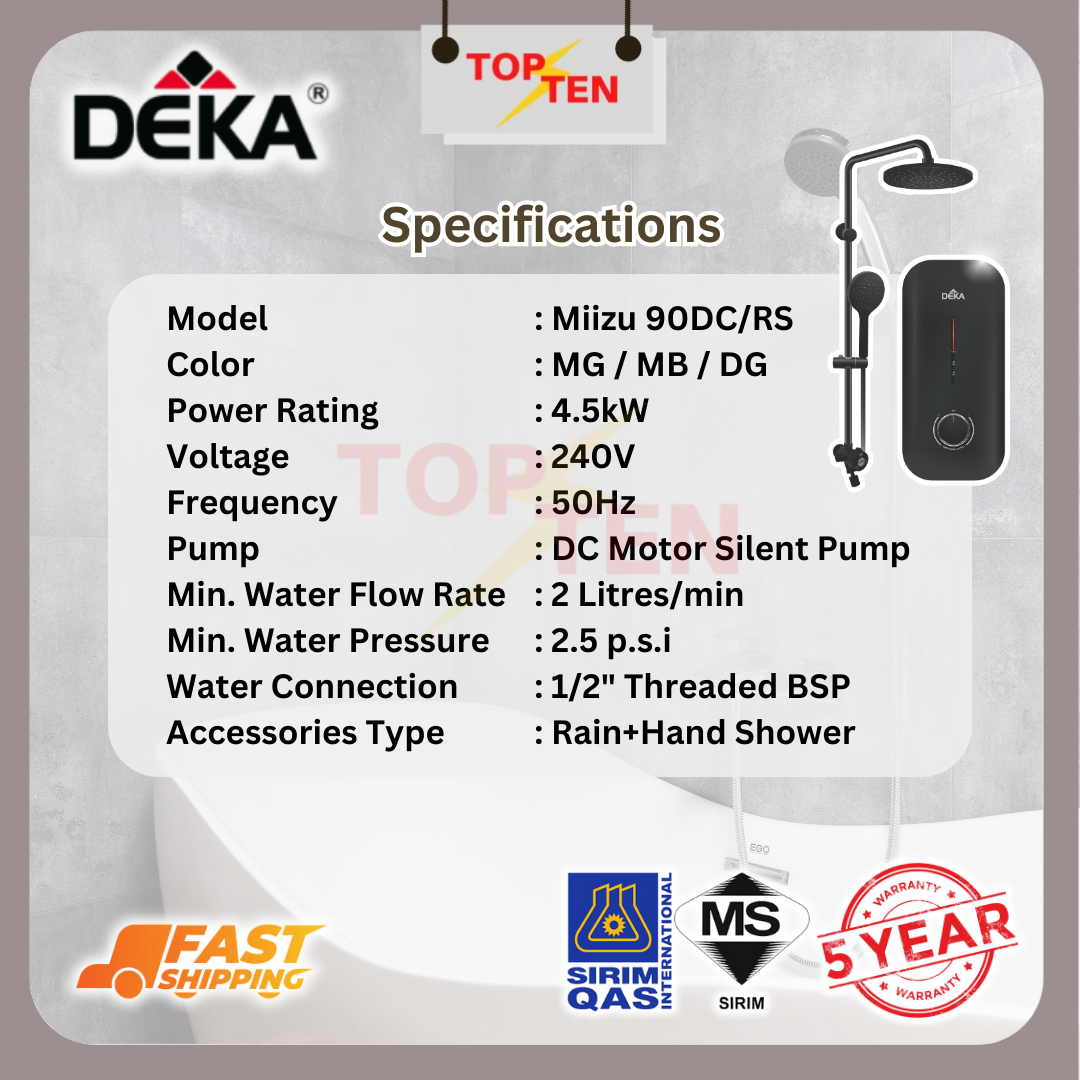 DEKA MIIZU 90 MIIZU 30 DC Pump Instant Heat Water Heater with ...