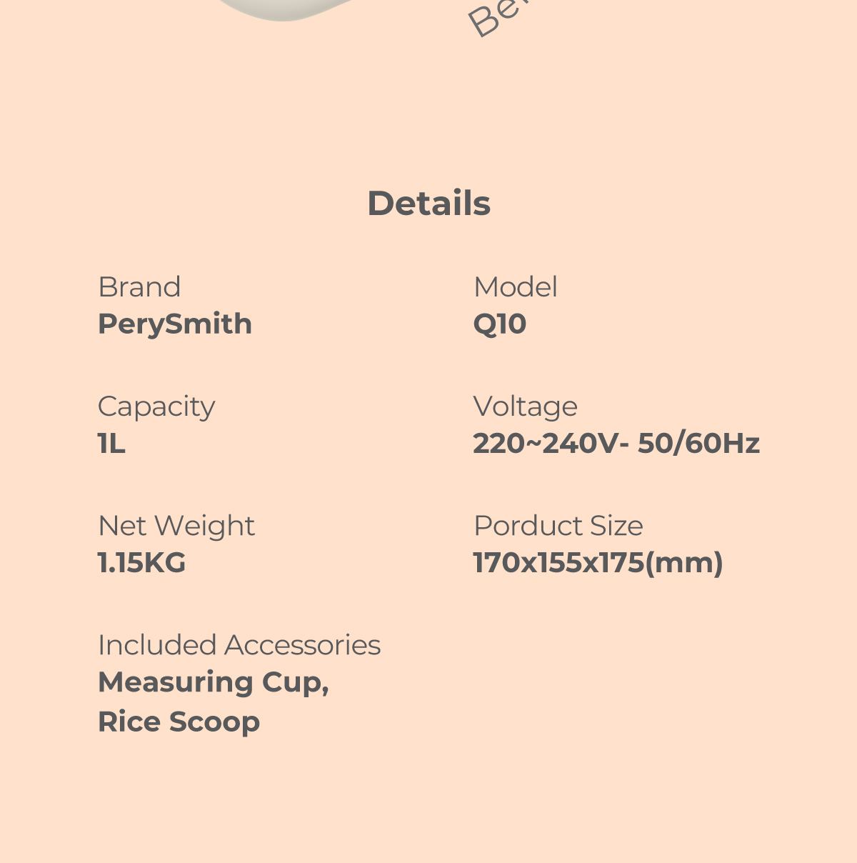 PerySmith Mini Rice Cooker Easycooking Series Q10 | Shopee Malaysia