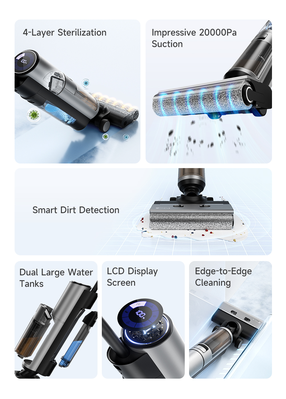 Simplus Floor Washer 20,000Pa Smart AI Dirt Detection 55℃ Hot Air ...