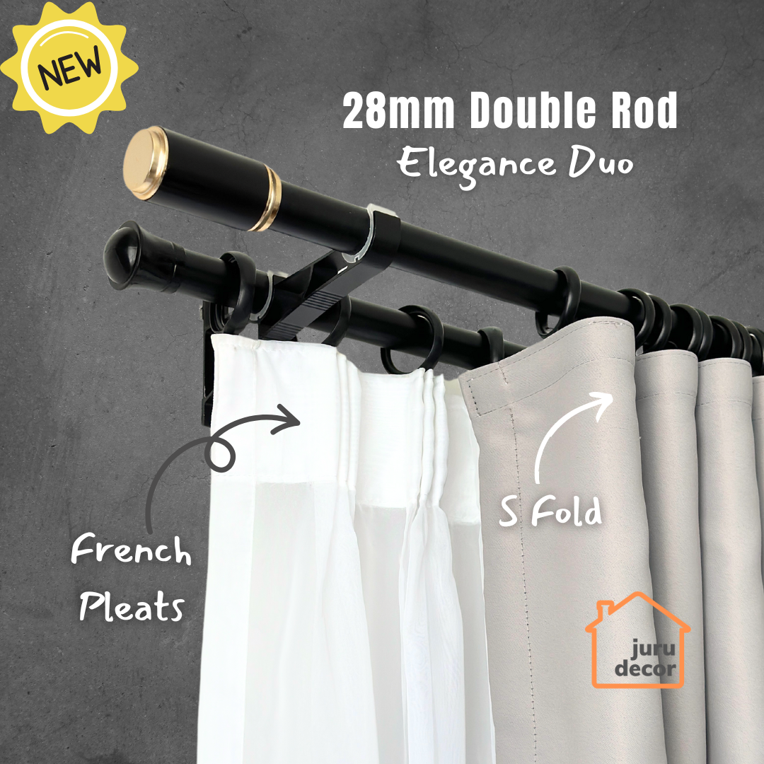 Jurudecor Elegance Duo 28mm Double Rod - S Fold + Hook Type/ Ripple ...