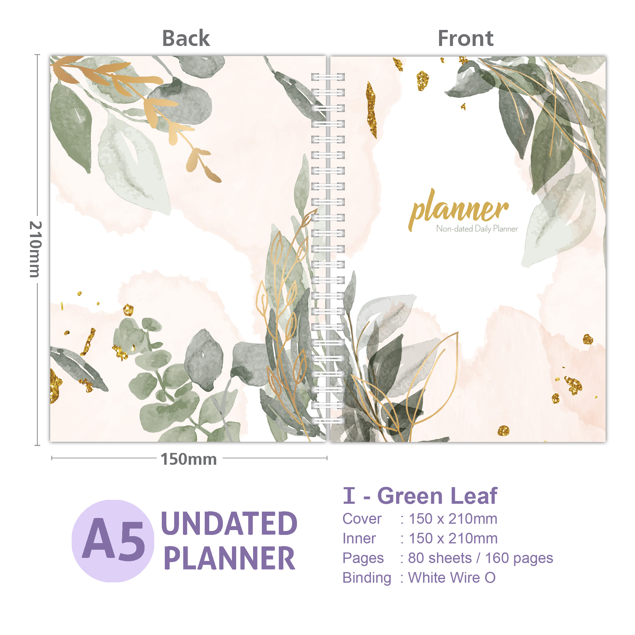 A5 Undated DIY Wire O 2025 planner diary week month year planner ...
