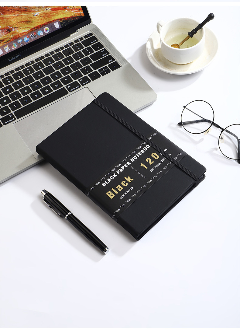 INS A5 Size Minimalist Plain Black Paper Notebook 100 Sheets Draft ...