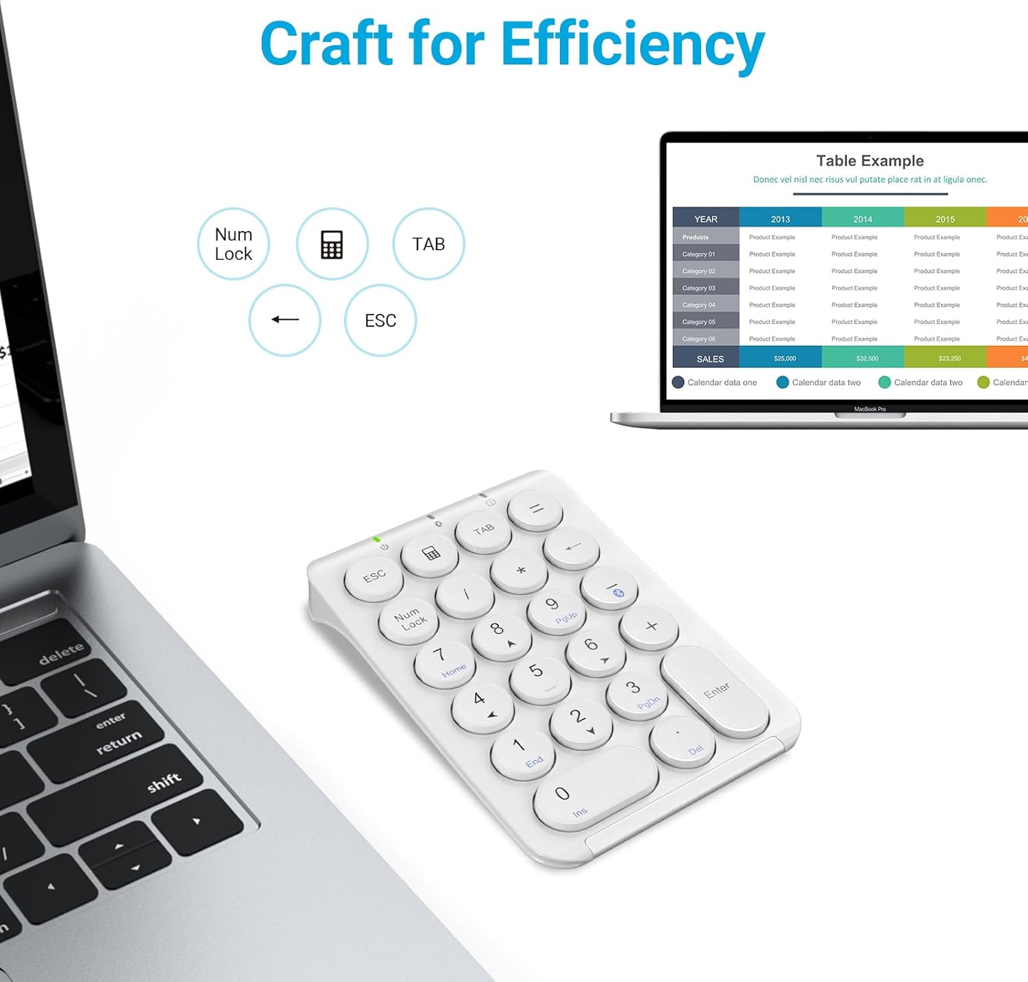iClever IC-KP08 Number Keyboard Pad, Bluetooth Portable Wireless ...