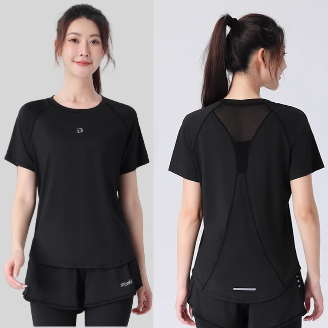 🇲🇾Plus Size Women Quick Dry Exercise Sport T-Shirt Blouse Running Gym ...