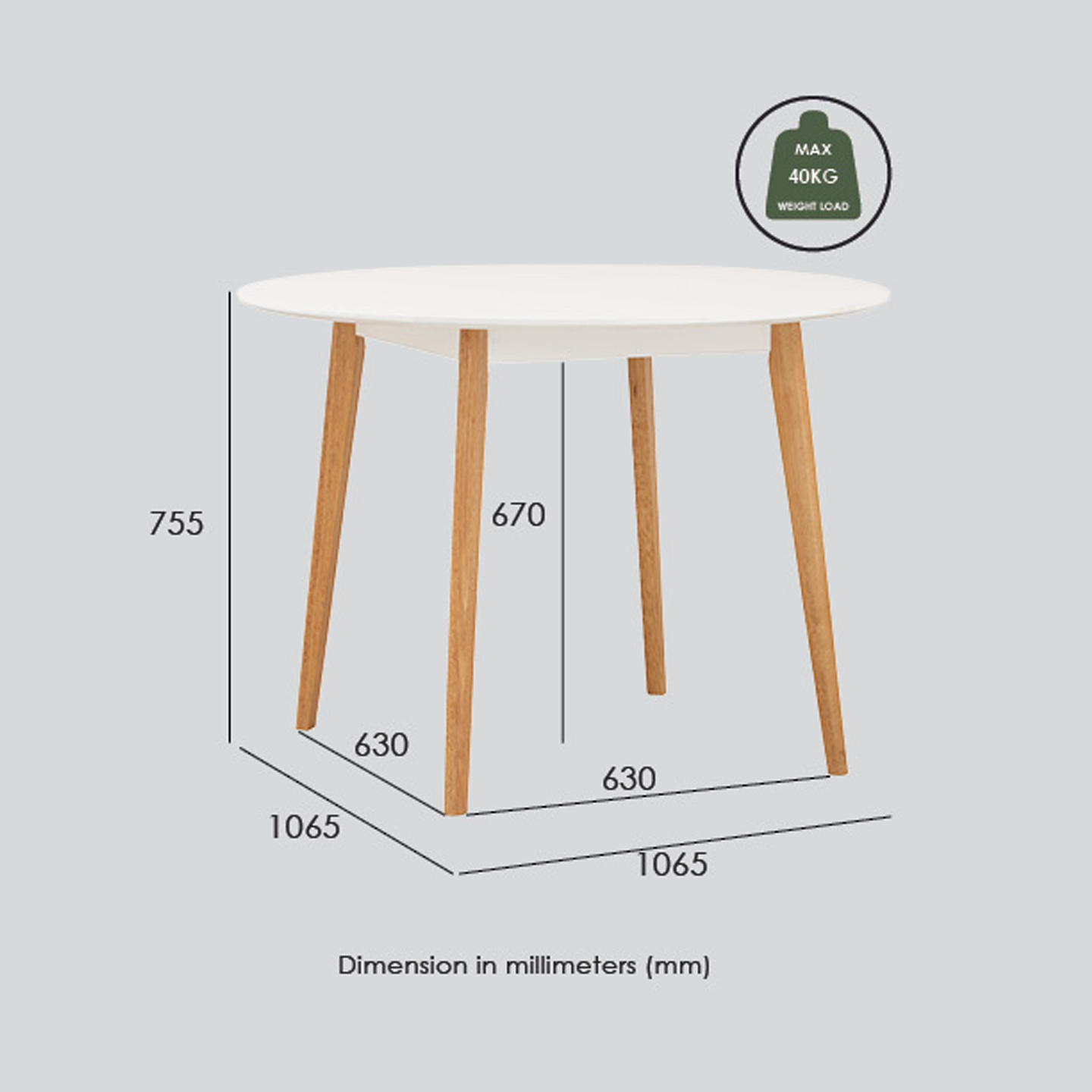 HOMATRIX Wooden Round Dining Table Set Scandinavian Coffee Table Meja ...