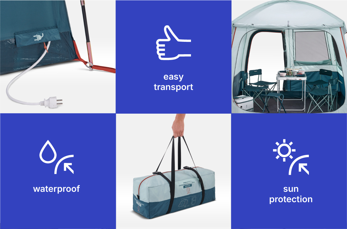 Decathlon Camping Tent Arpenaz Base-6 Person (6.25 sqm, Waterproof ...