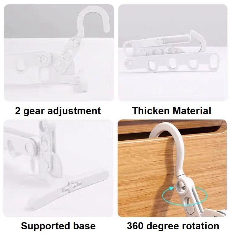 Folding Clothes Hanger Holder Cloth Hanger Five Holes Extend Hook ...