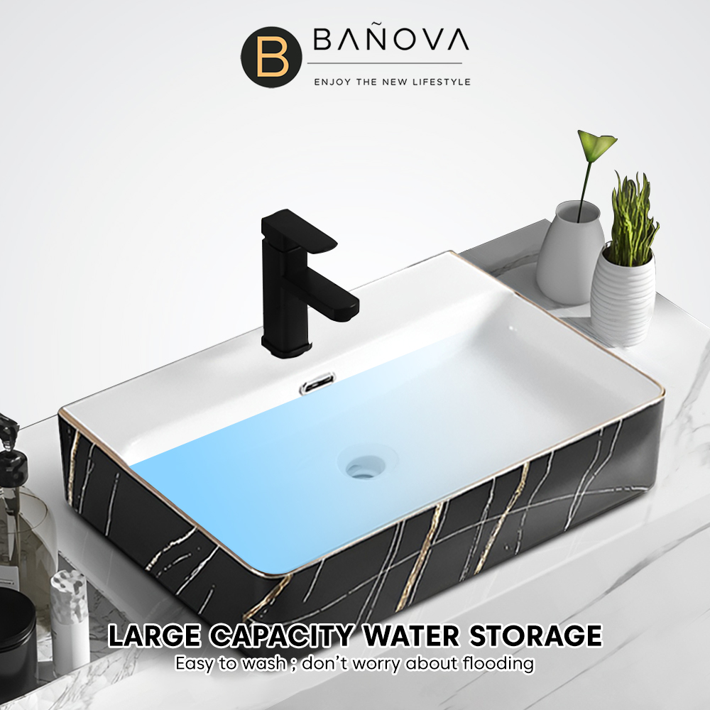 BANOVA Artistic Nice Basin Bathroom Top Basin Toilet Basin Ceramic & Table Top Wash Basin (Basin ...