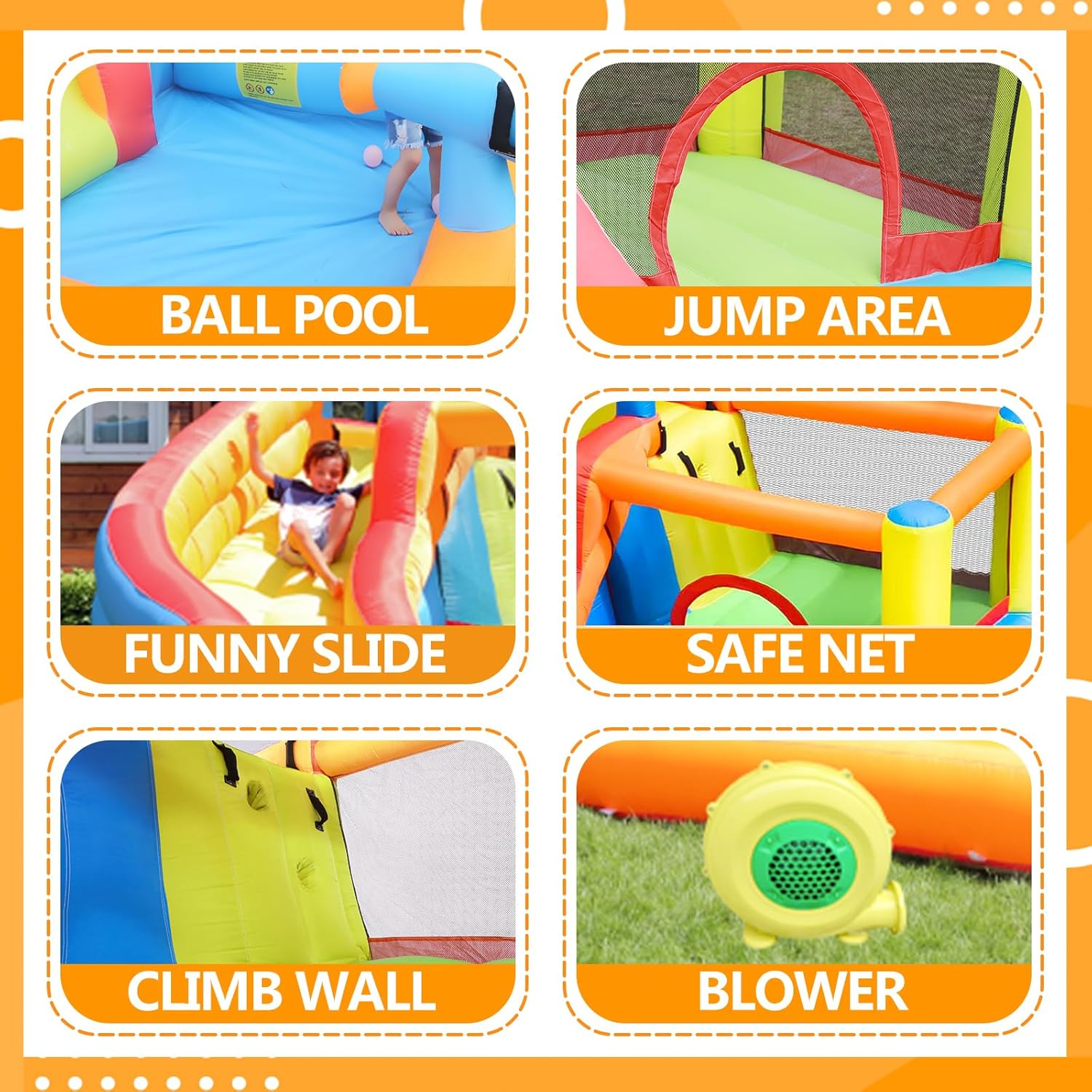 DR.DOLPHIN 62030 5 in 1 Inflatable Giant Castle Water Slide Pool With ...