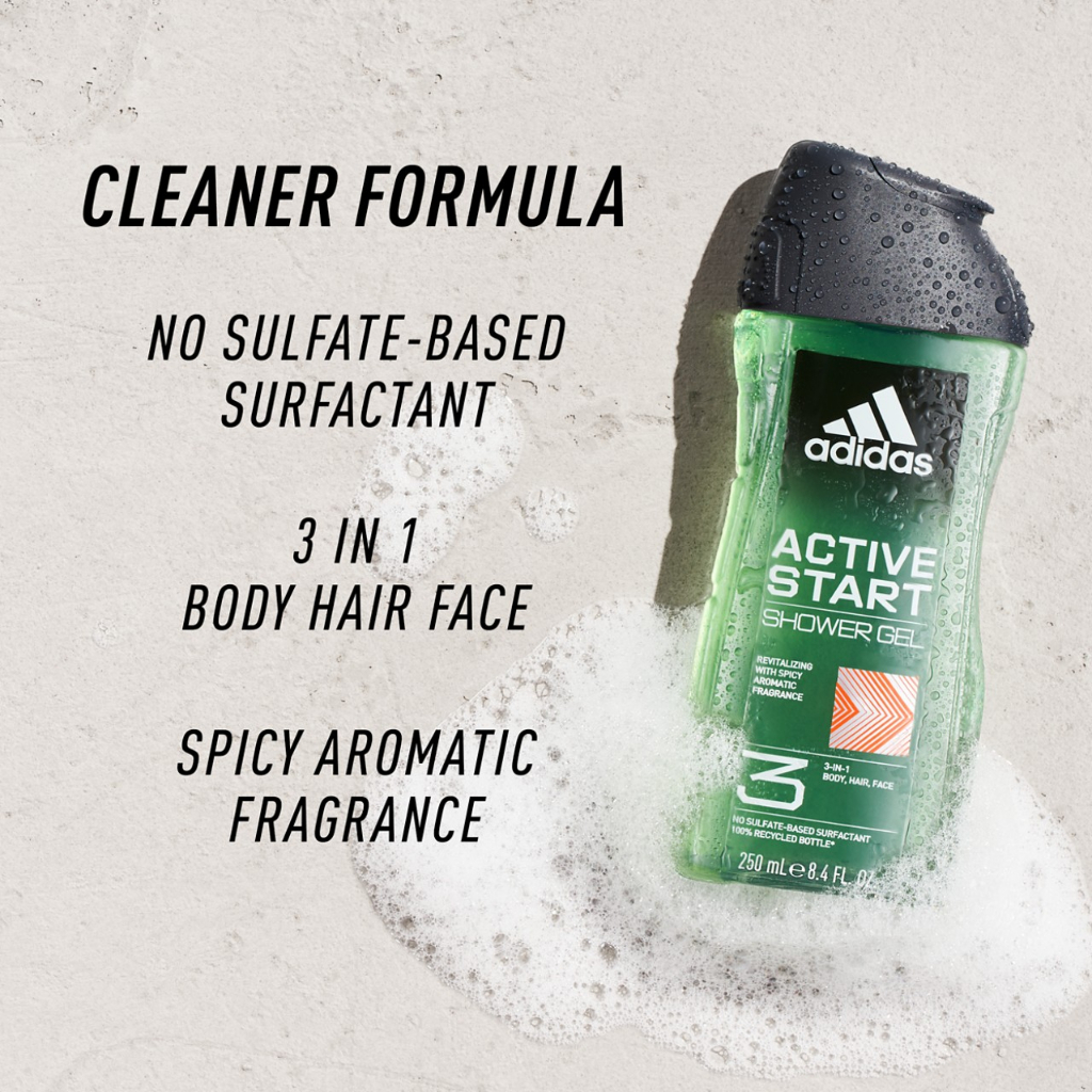 Adidas Shower Gel Active Start 400ml - 3-in-1 Body, Hair & Face Shower ...