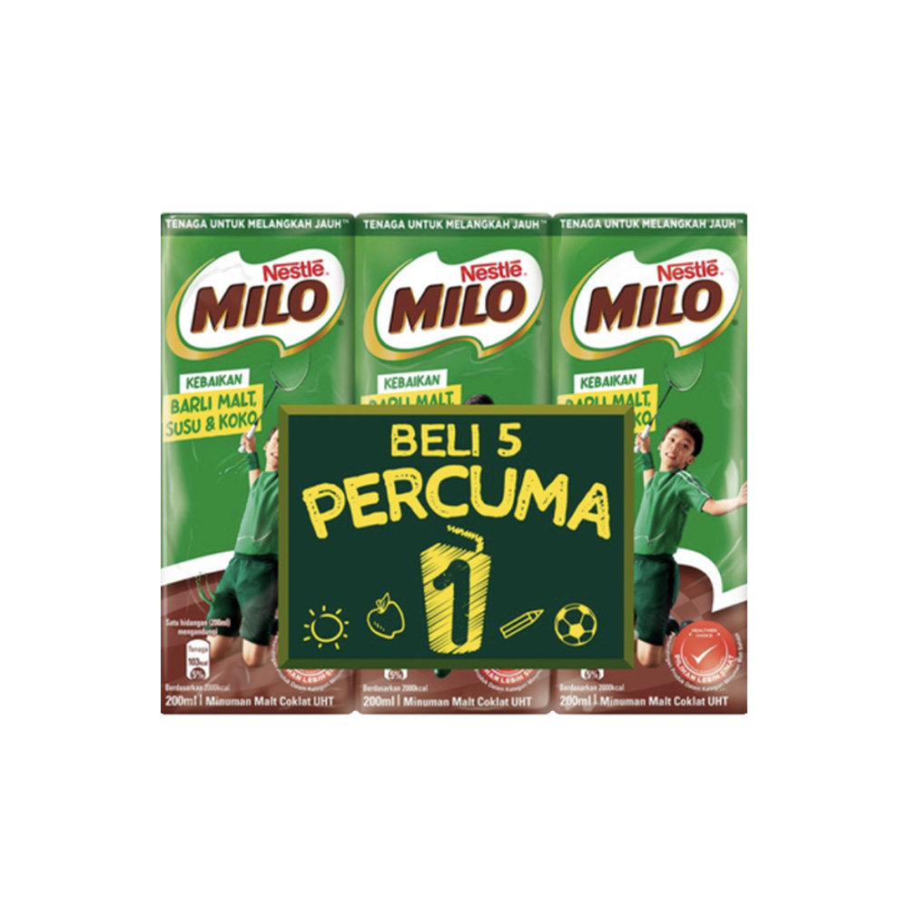 NESTLE MILO Activ-Go UHT (5 + 1) x 200ml x 4 packs (1 carton) | Shopee ...