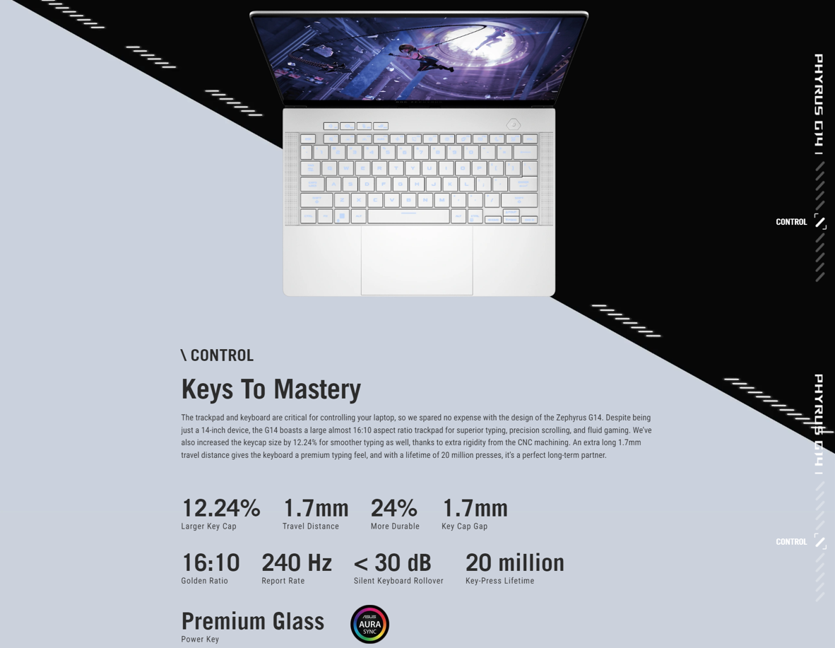 ASUS ROG Zephyrus G14 GA403U-UQS096W (R9-8945HS/16GB/1TB SSD/RTX4050 ...