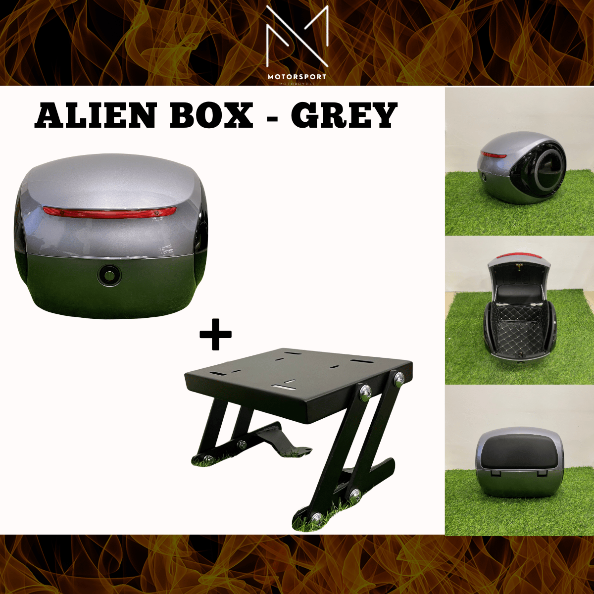 SOYA Rack Motorcycle Box Motorsikal Rek With Alien Box 35L ABS Box ...