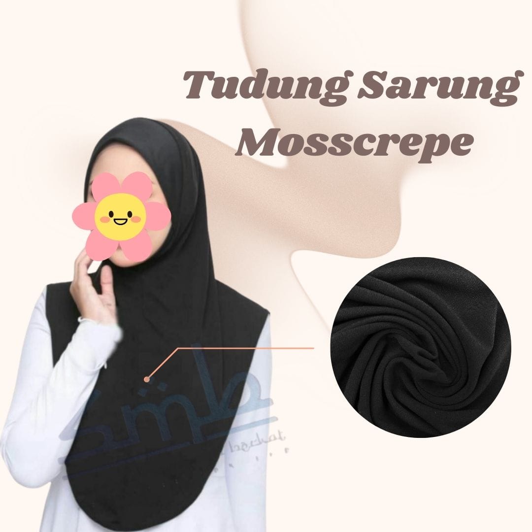 (NP) Tudung Sarung Hitam Material Mosscrepe / Cotton / Pleated / CEY ...