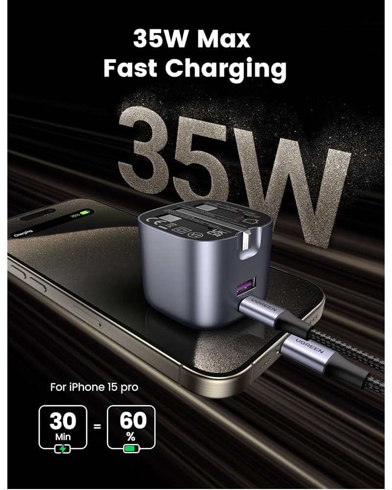 UGREEN Nexcode USB-C PD + USB-A GAN Fast Charger Adapter (CMD350-15540 ...