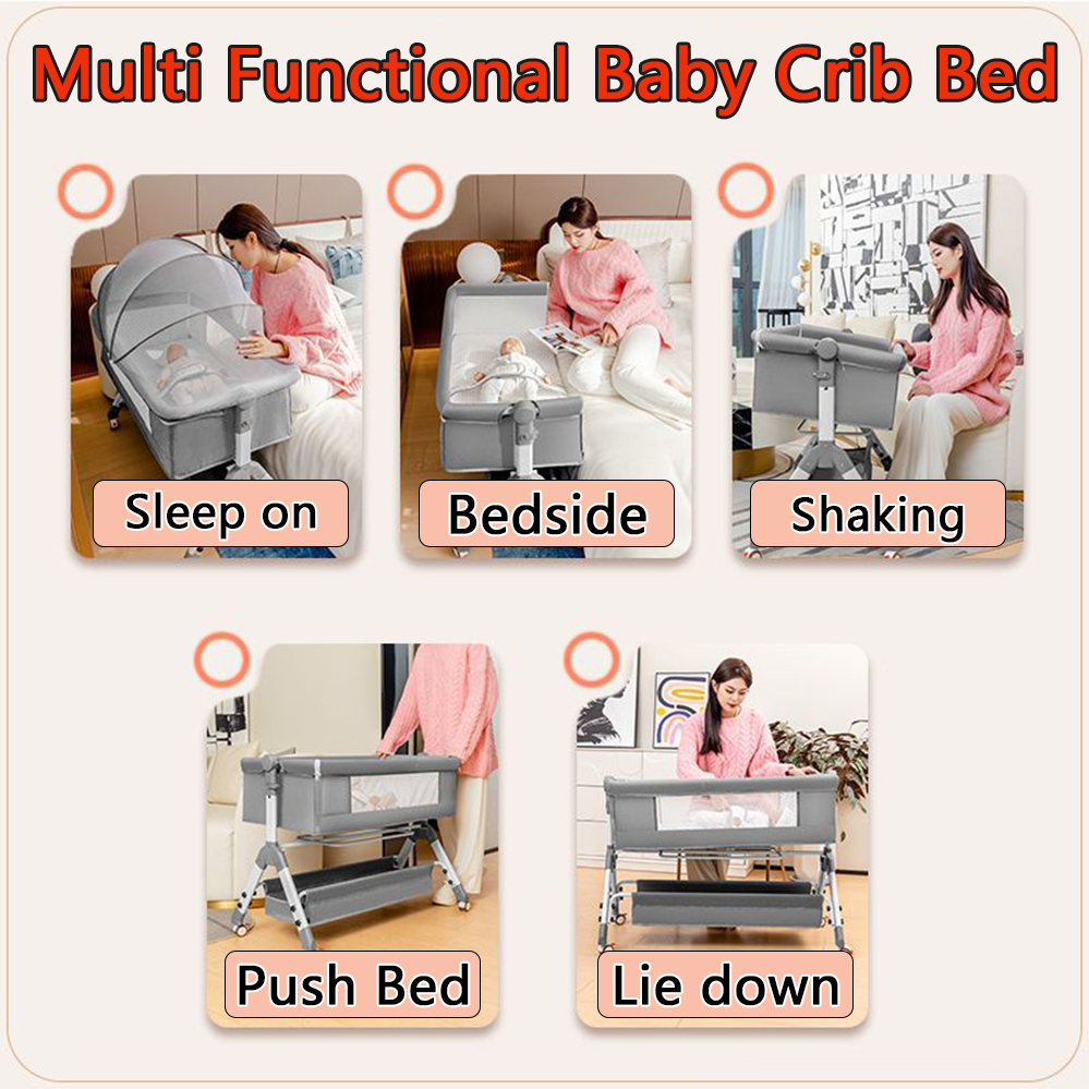 Baby Side Bed 嬰兒床 Baby Cot Bedding Set Folding Baby Bed Portable Crib ...