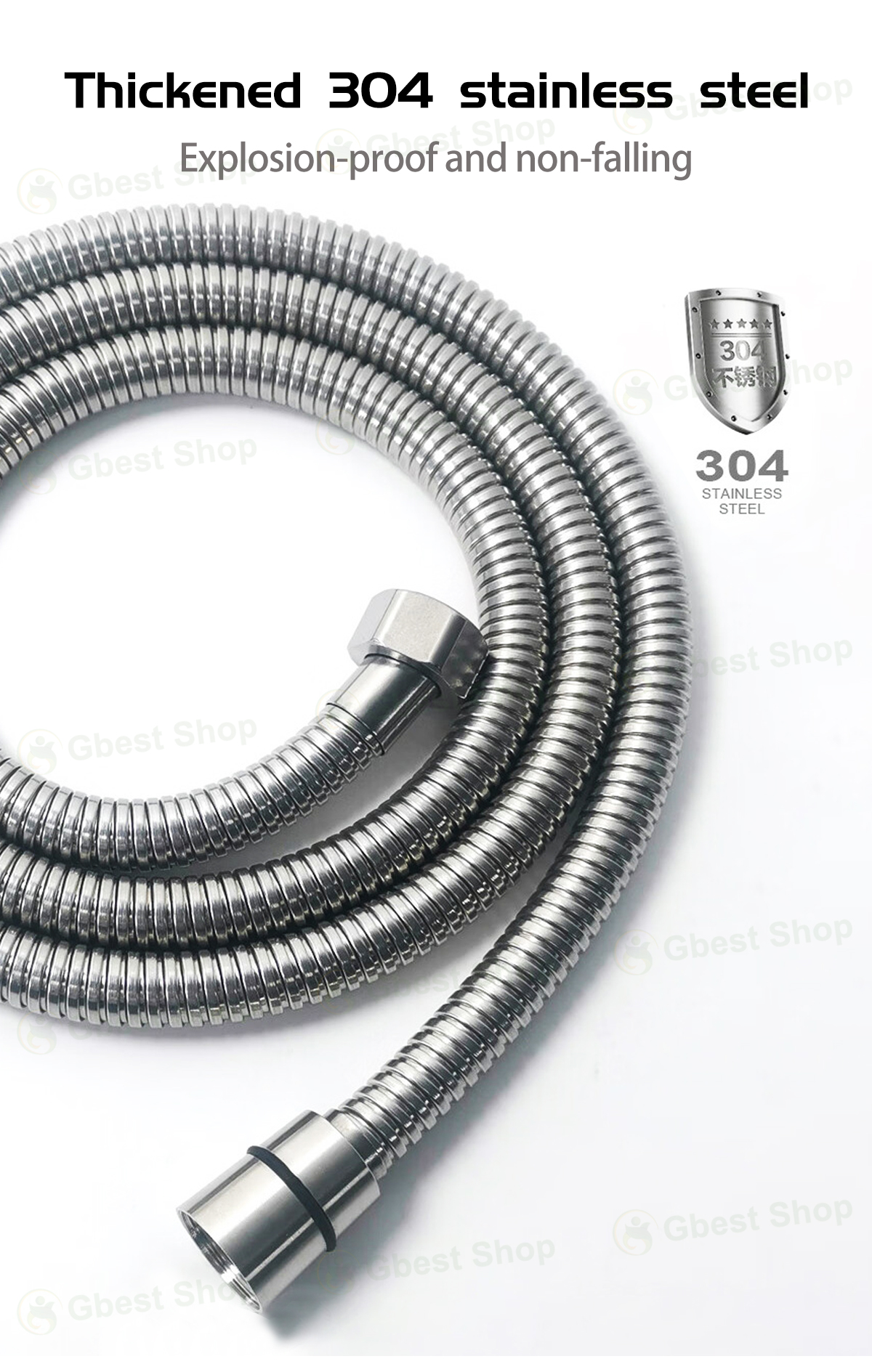 Sliver SUS304 Stainless Steel Hose / Black Stainless Steel Hose1.5 M ...