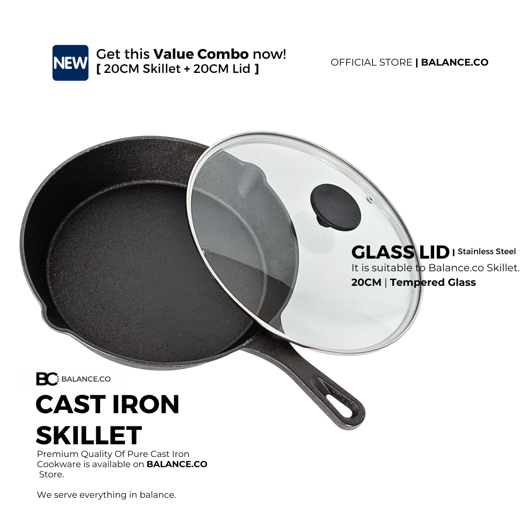 Balance.co Cast Iron Skillet & Wok's 304 Stainless Steel Cover Glass ...