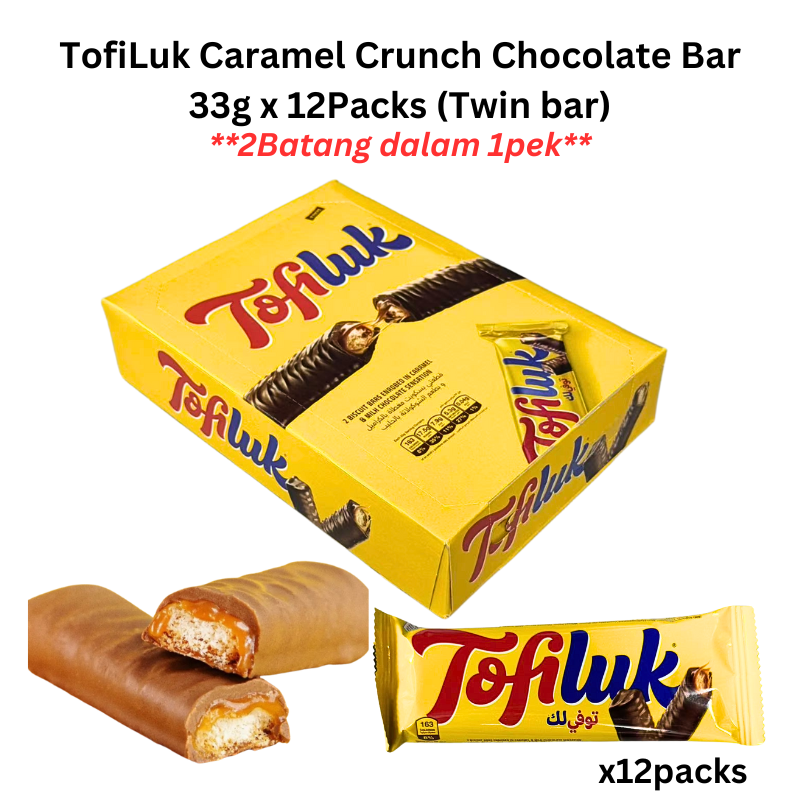 *Halal* Tofiluk Caramel Crunch Chocolate bar 33g x 12Packs x 2sticks ...