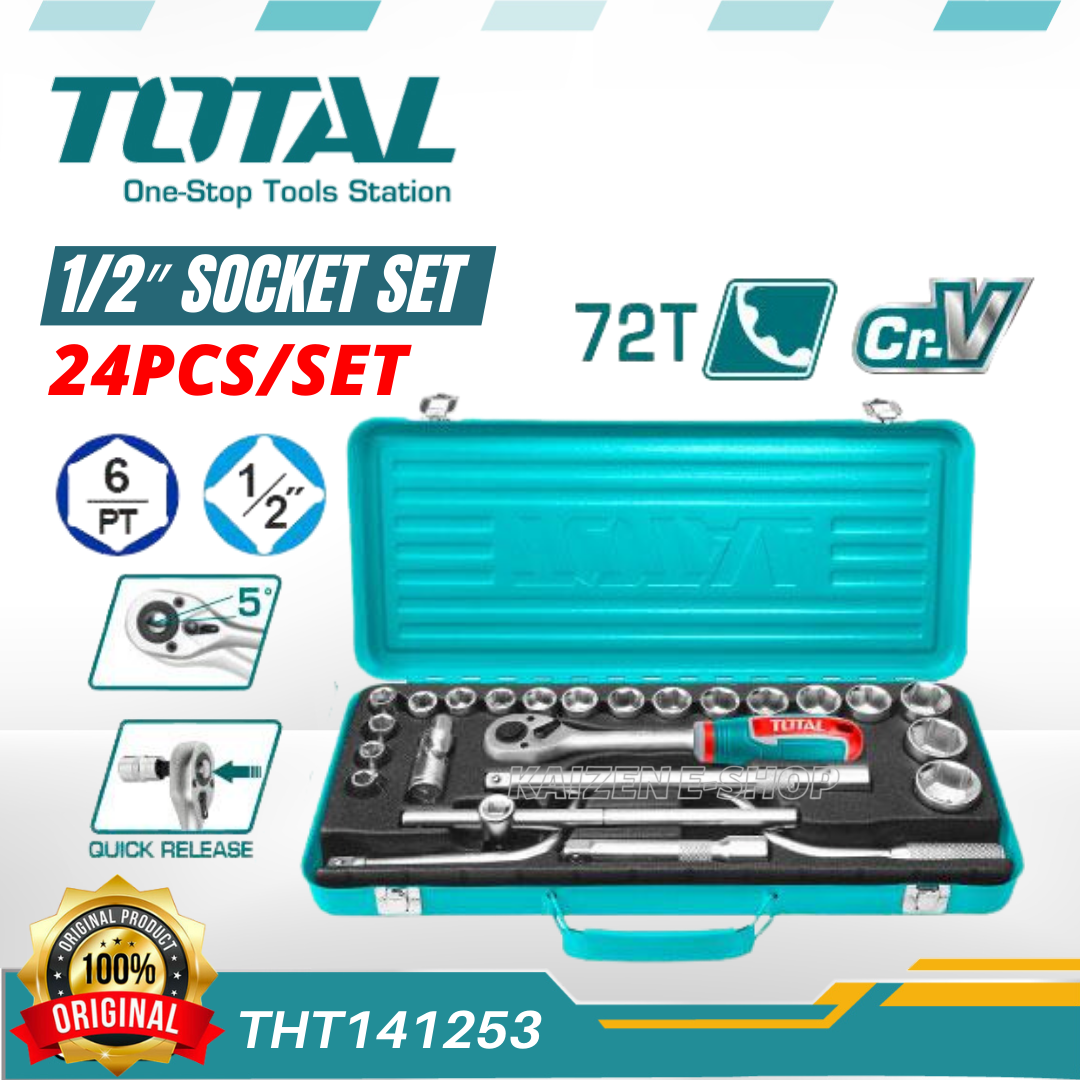 TOTAL THT141253 24 Pcs 1/2″ Socket Set | Shopee Malaysia
