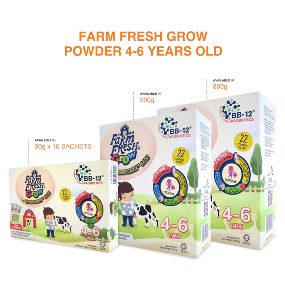 Farm Fresh Grow Powder 4-6 Years Old 30g x 10 sachet x 12 Packs (1 ...