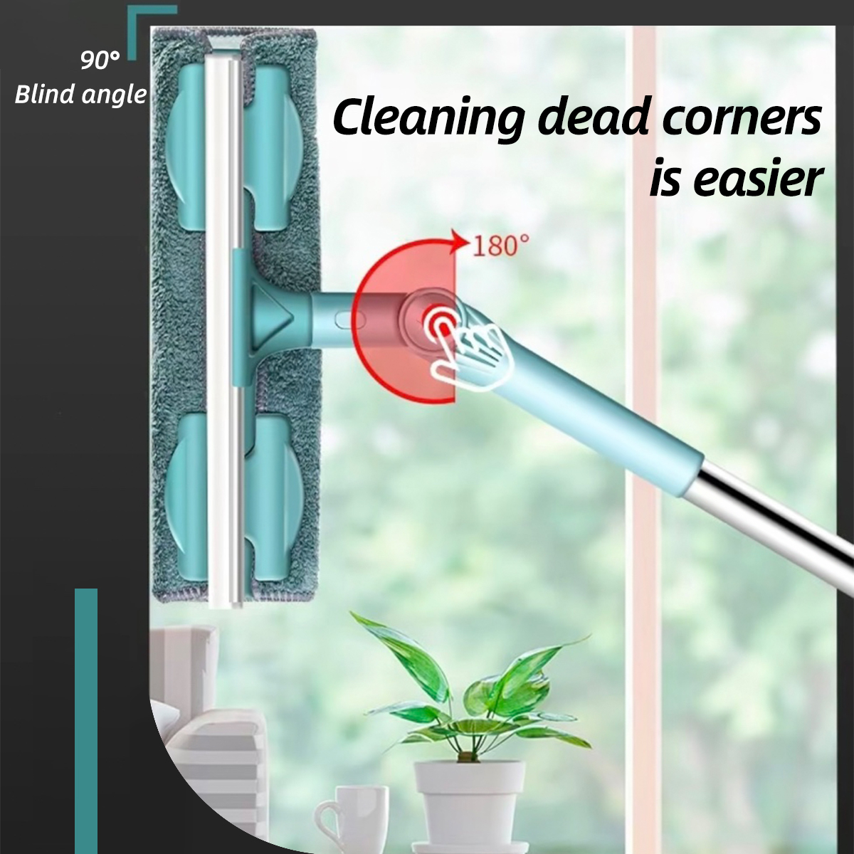 Glass Cleaning Brush 160cm 180° Rotation Large Area Glass Cleaning Rag ...