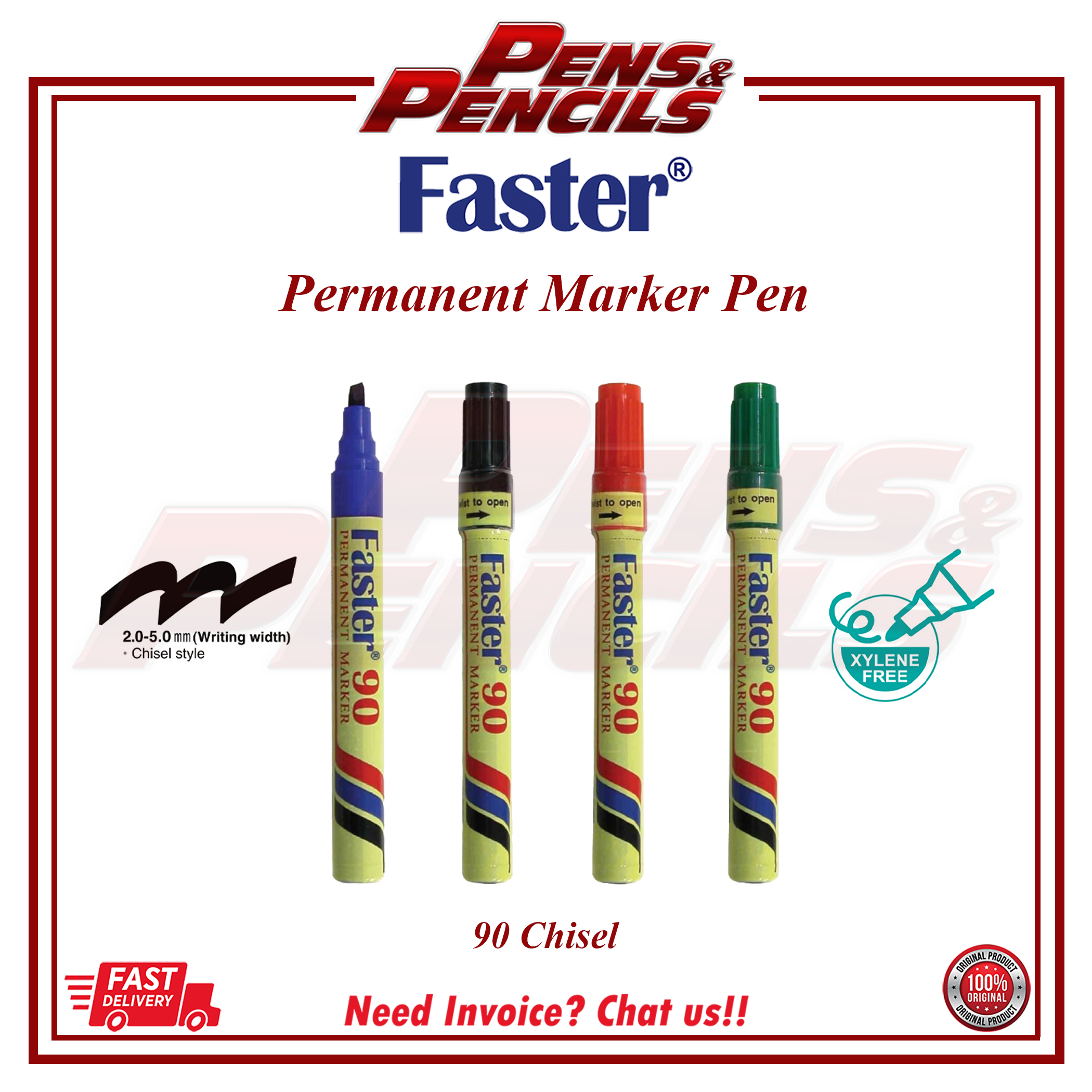 Faster 70 Permanent Marker (Bullet Nib) / 90 Permanent Marker (Chisel ...
