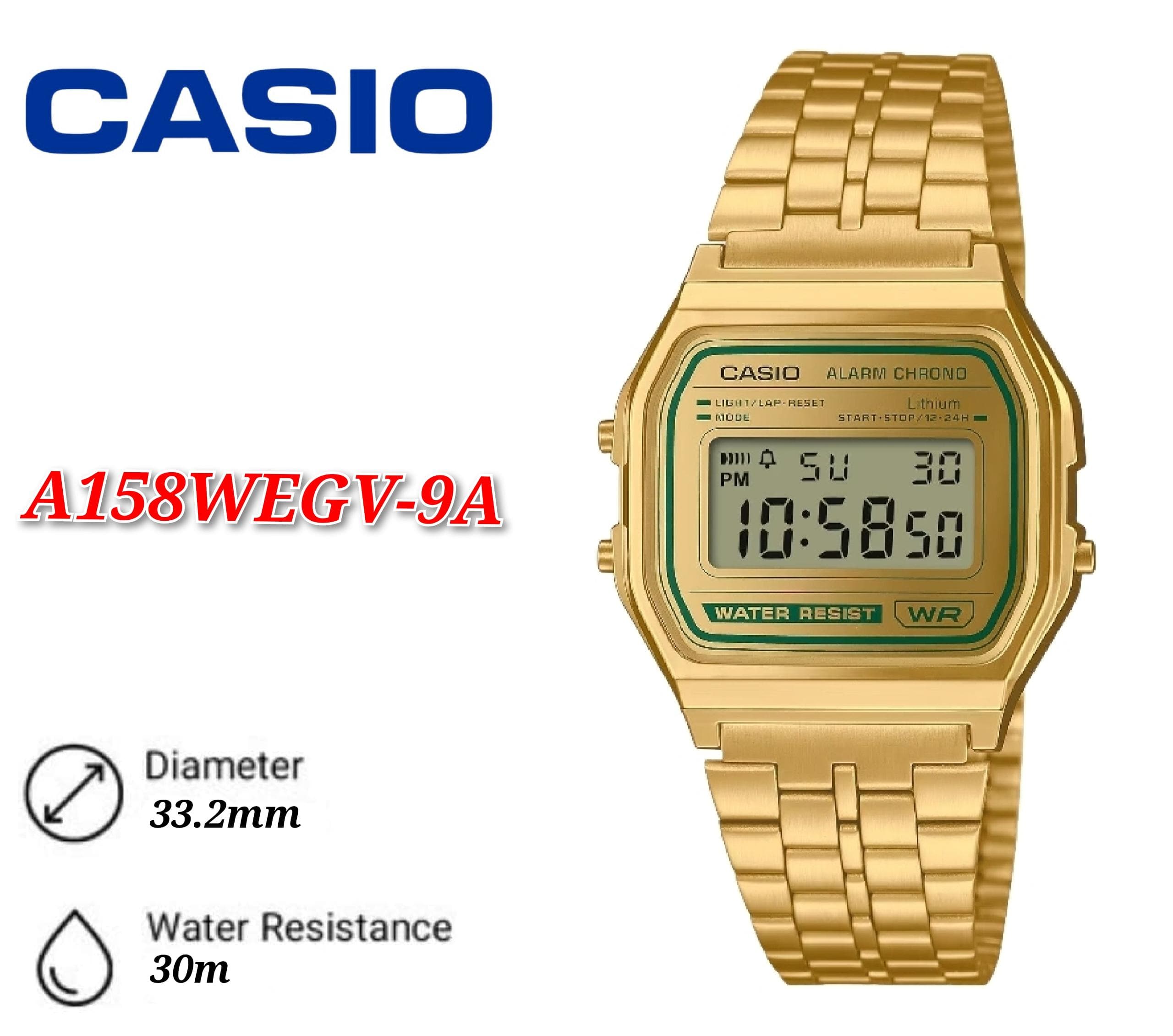 Casio Standard A158W Men's Stainless Steel Wrist Watch Model A158WEGV ...