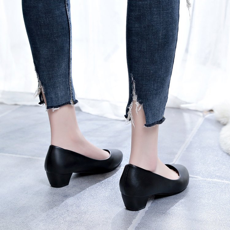 Women Black Formal Shoes High Heels Attire Block Heel Office Ladies ...