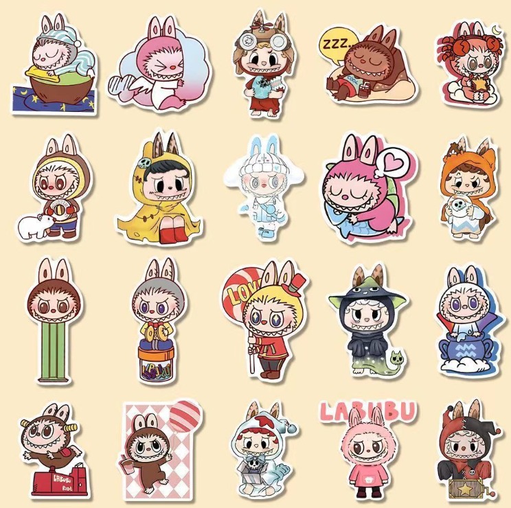 Labubu Stickers [RANDOM] 20pcs Cute Cartoon Pop Mart Decoration DIY ...