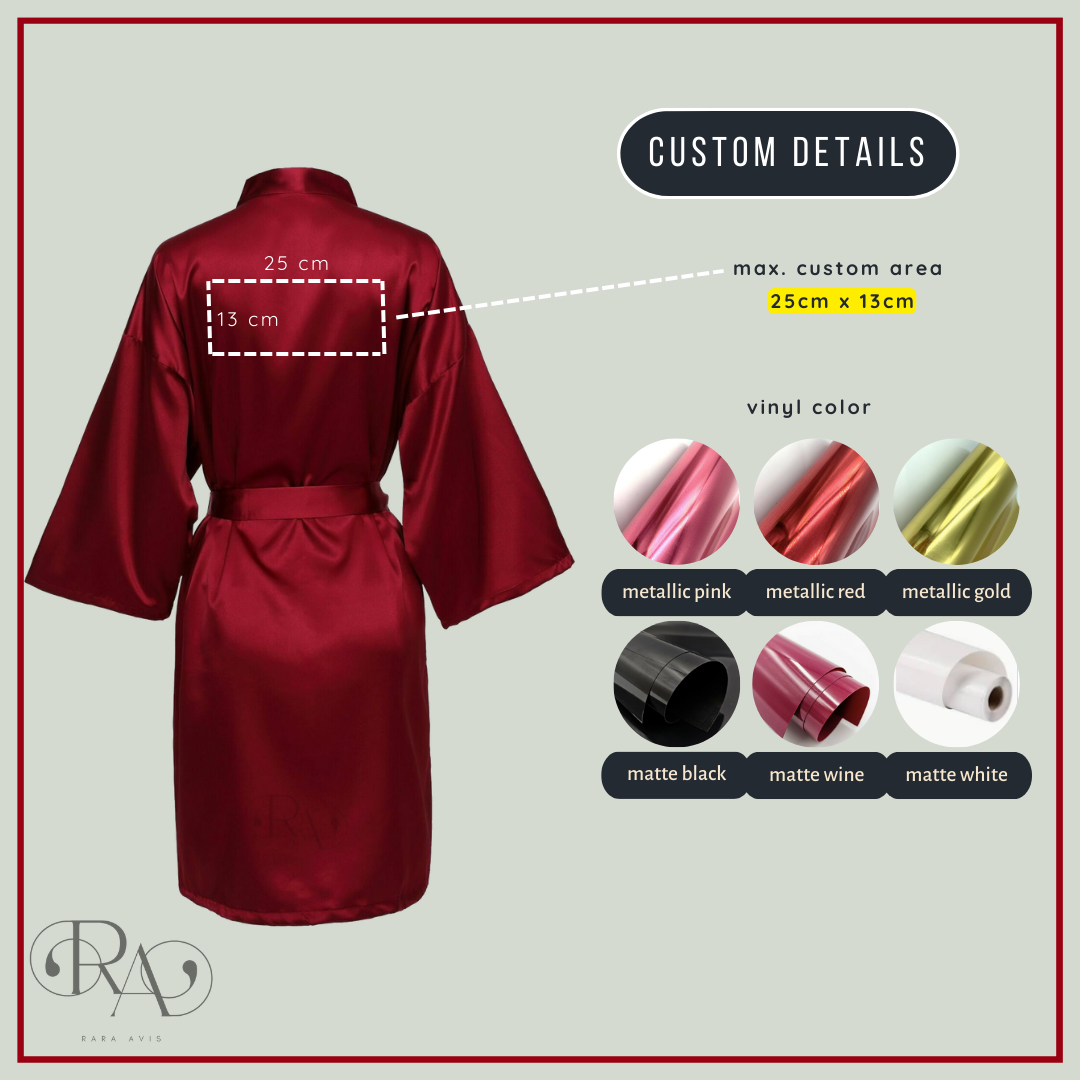 Custom Personalised Plain Bride & Bridesmaid Satin Robe Free Size ...