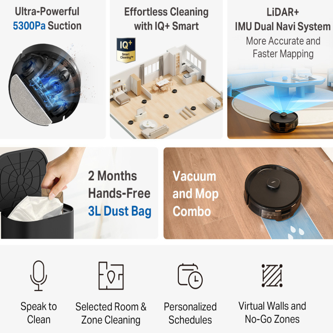TP-Link RV30 MAX PLUS 5300Pa Robot Vacuum Cleaner LiDAR Auto Empty Dock ...