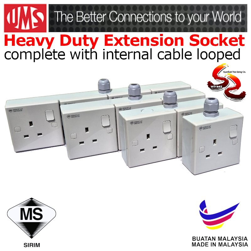 UMS Extension socket / Trailing Socket Base Complete Wire & Cable Gland ...