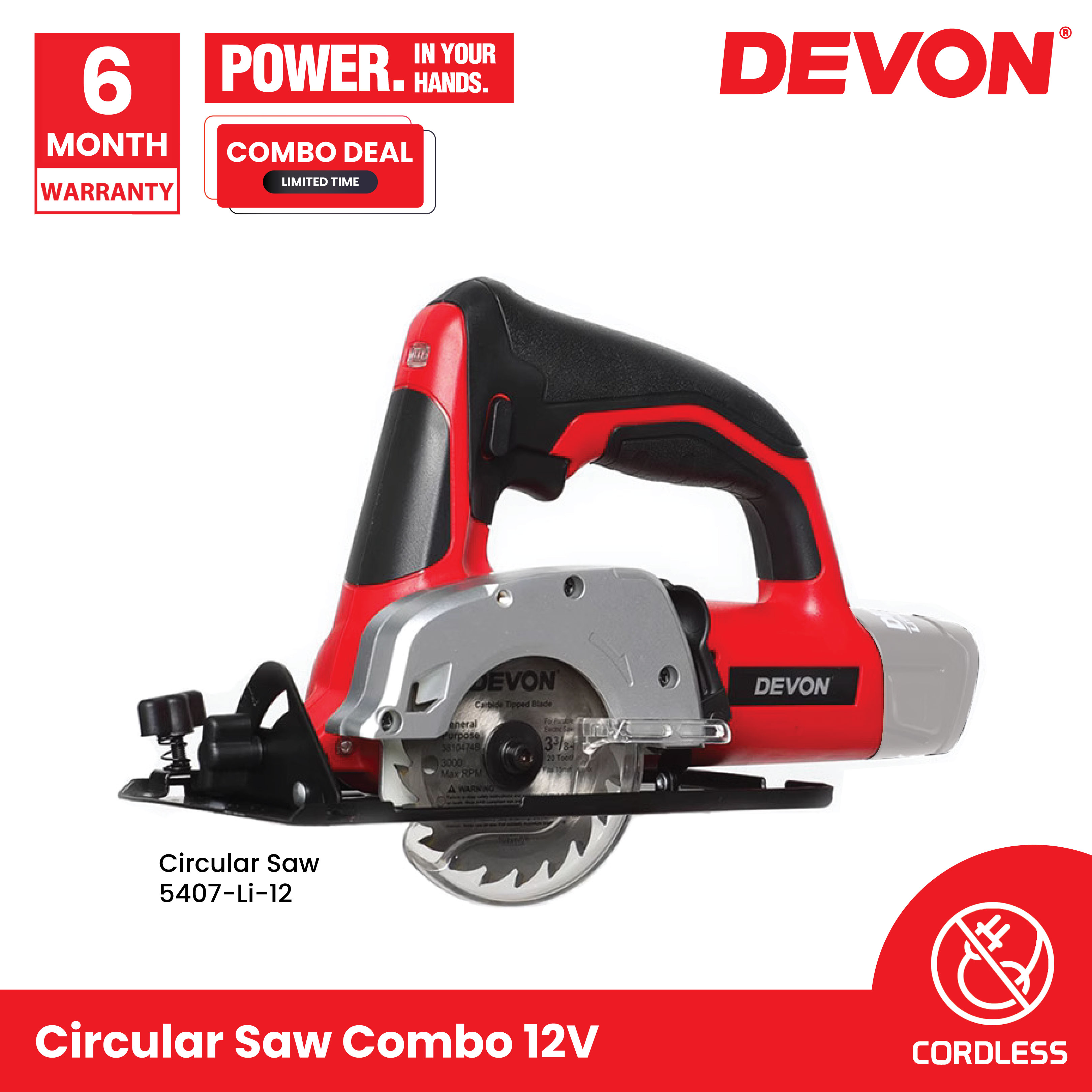 DEVON 5407-Li-12 12V Cordless Circular Saw Combo [ Free Digital ...