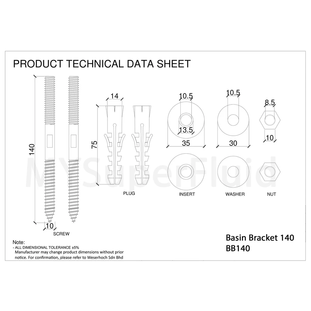 Fixing Kit For Wall Mounted Bathroom Wash Basin Sink Screws Plugs Nuts ...