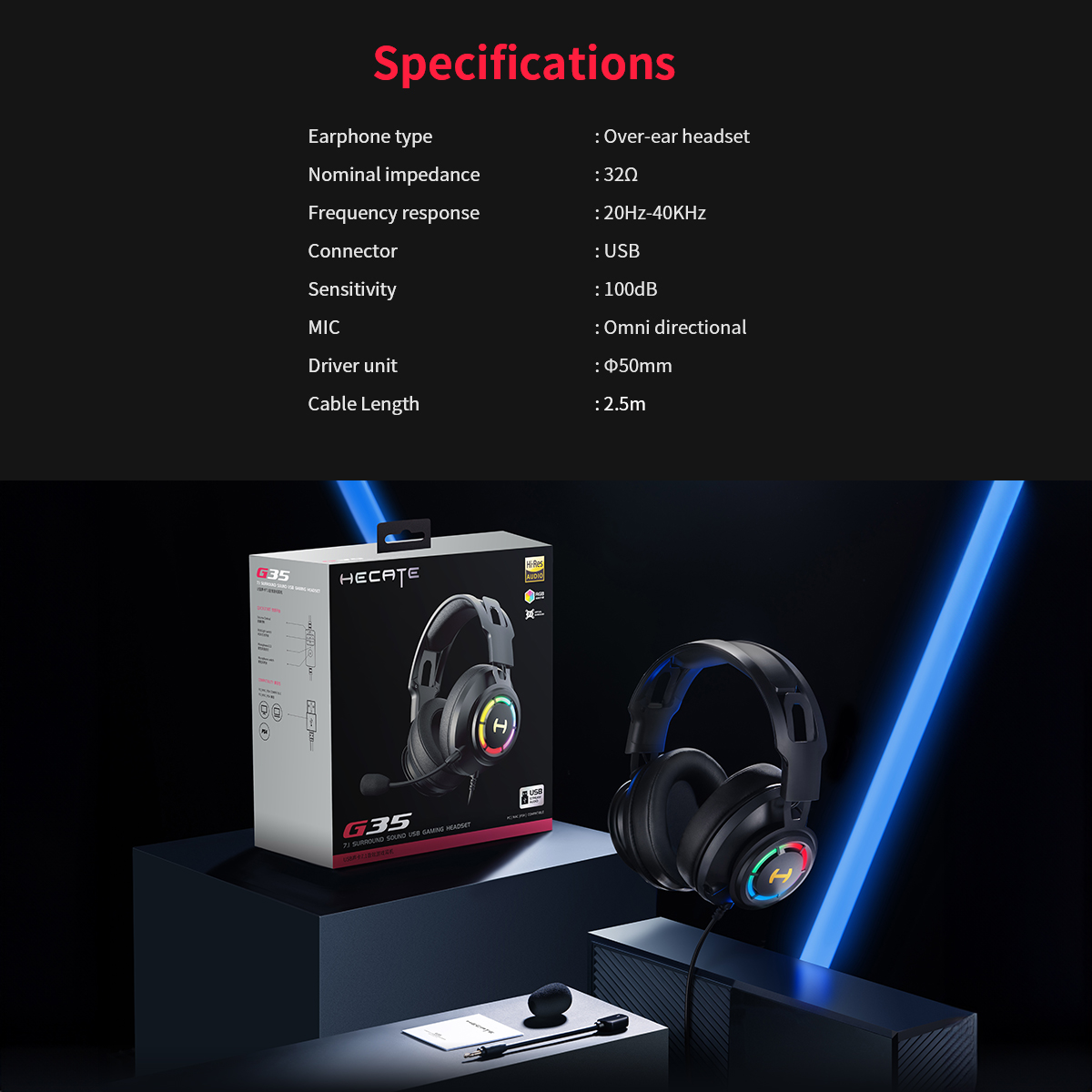 Edifier Hecate G35 7.1 Surround Gaming Headset - Hi-Res Audio | RGB ...