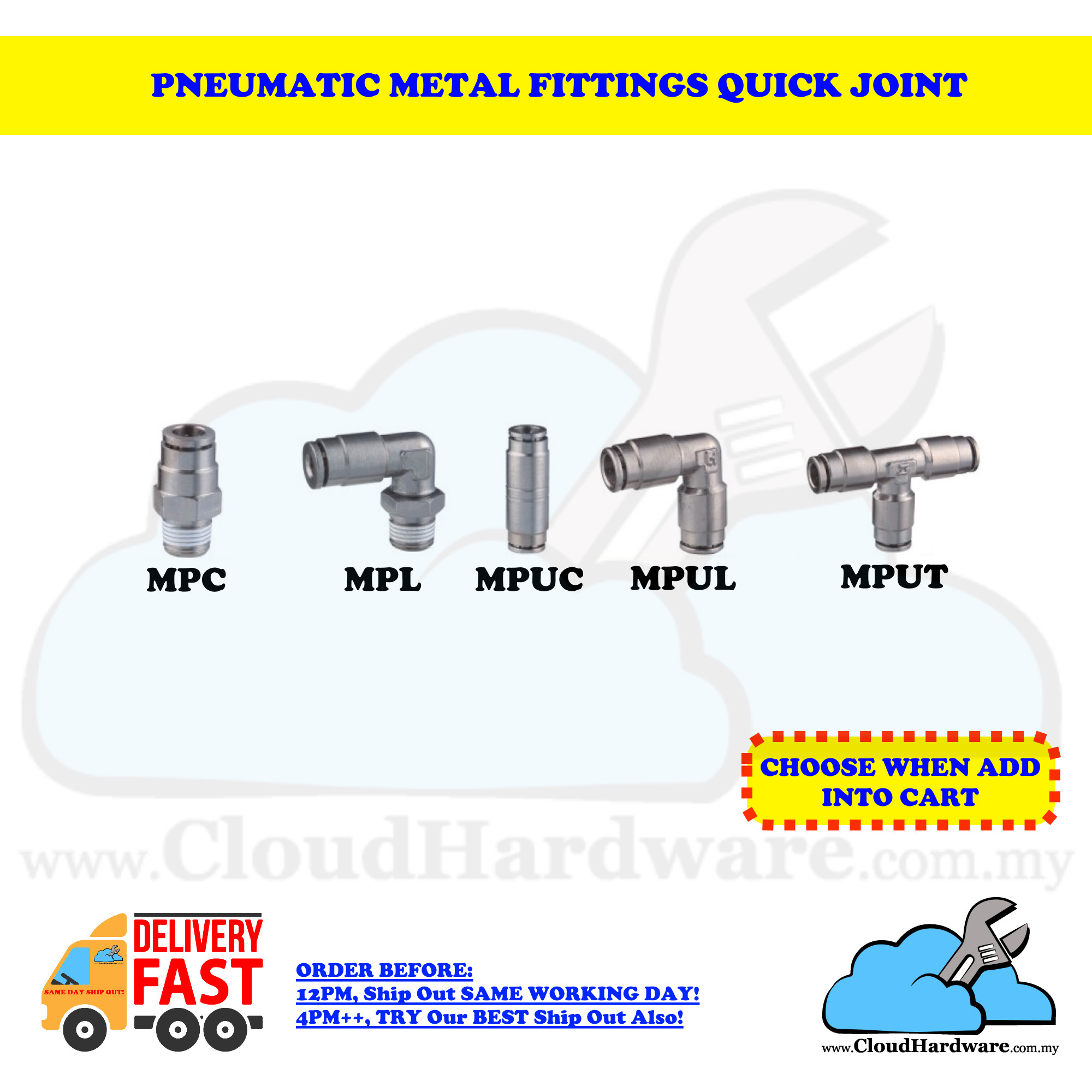 PNEUMATIC METAL FITTINGS QUICK JOINT MPC MPL | Shopee Malaysia